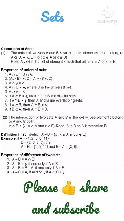 Sets class 10 | Sets properties | properties of class 10 | Maths shorts ...
