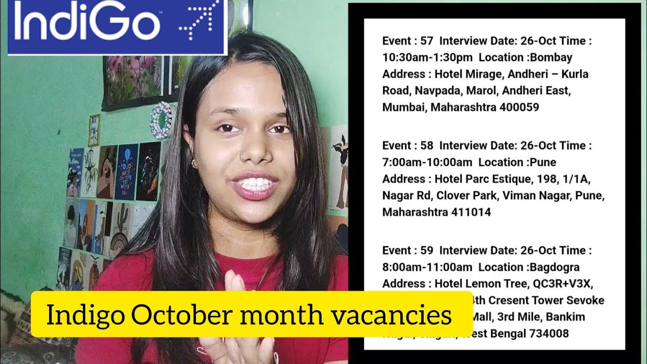 INDIGO October Month Vacancies | Cabin Crew Walk-in Interview | Airport ...
