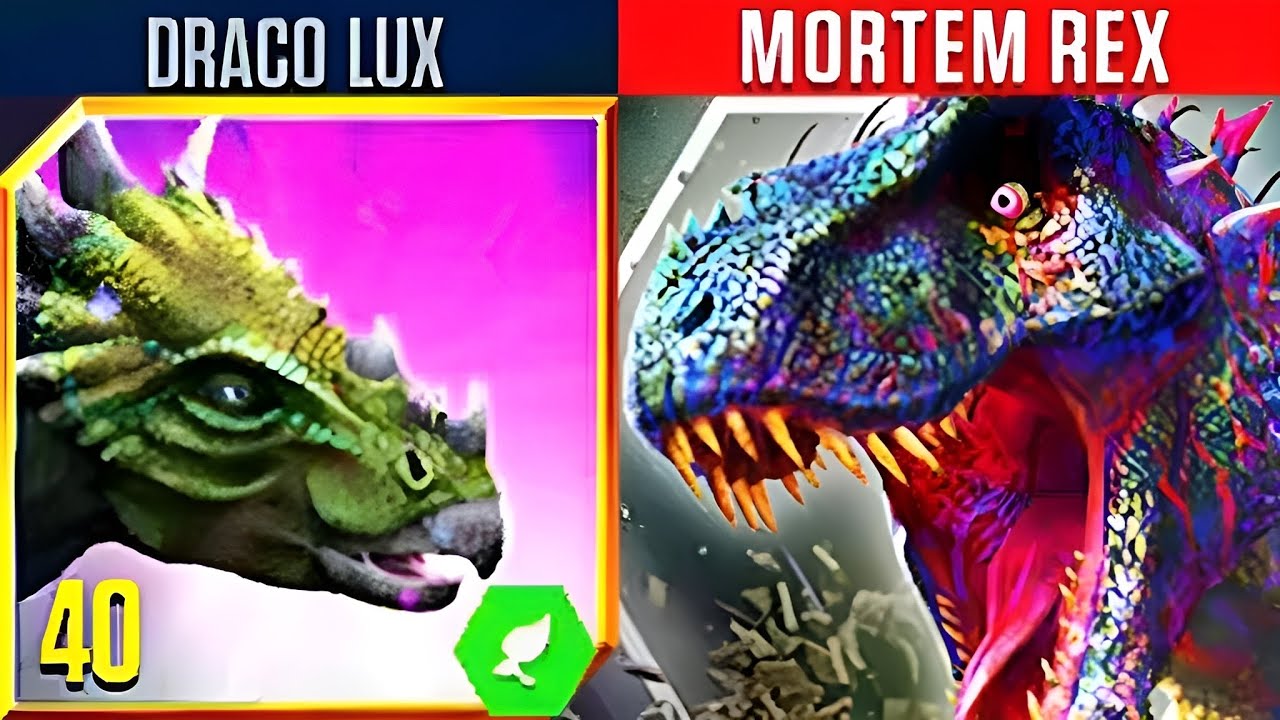 DRACO LUX VS MORTEM REX | JURASSIC WORLD THE GAME - YouTube
