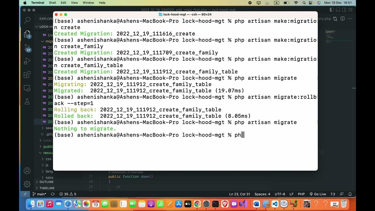 How to undo previous migration in Laravel project | Rollback number of migrations in Laravel App ...
