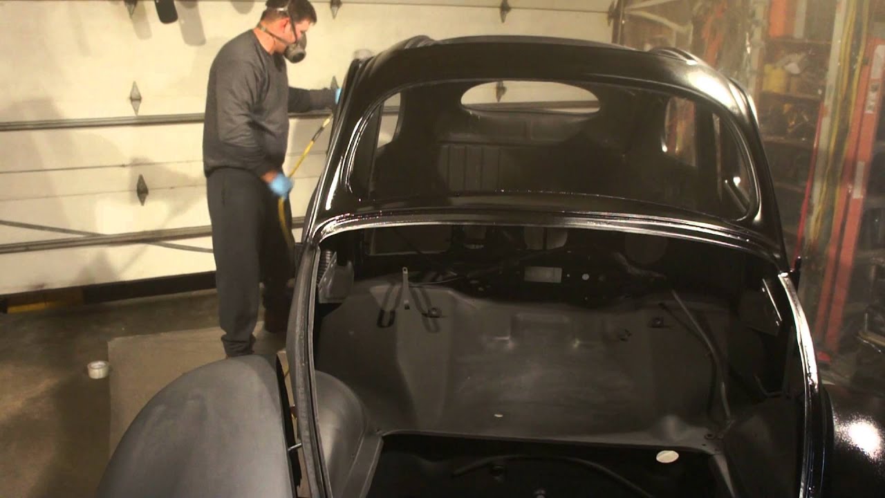1st coat of hot rod satin black on 1957 VW beetle - YouTube