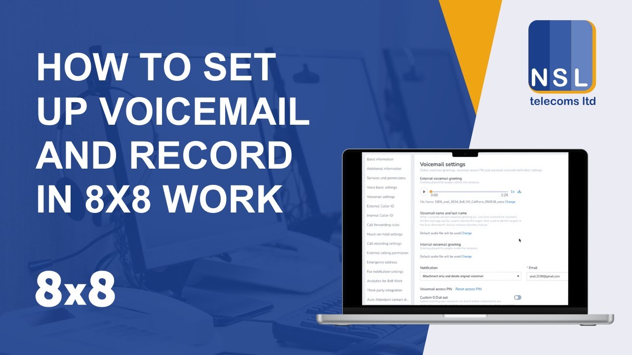 How to set up voicemail and record in 8x8 work - YouTube