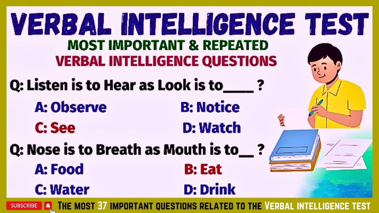 How To Pass Verbal Intelligence Test || Verbal Intelligence Test MCQ's ...