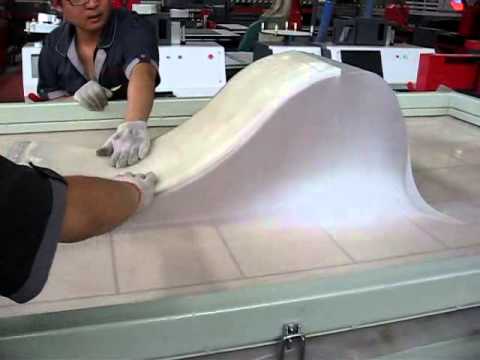 Corian vacuum forming machine working video - YouTube