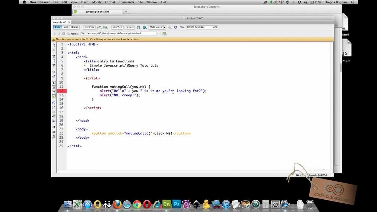 ADDING PARAMETERS to a FUNCTION - Super Simple Javascript/jQuery Tutorials - YouTube