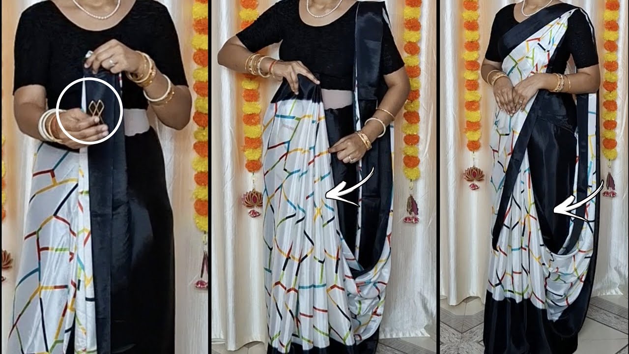 How to Drape a Infinity Saree Draping Tutorial//Try This Style Saree ...