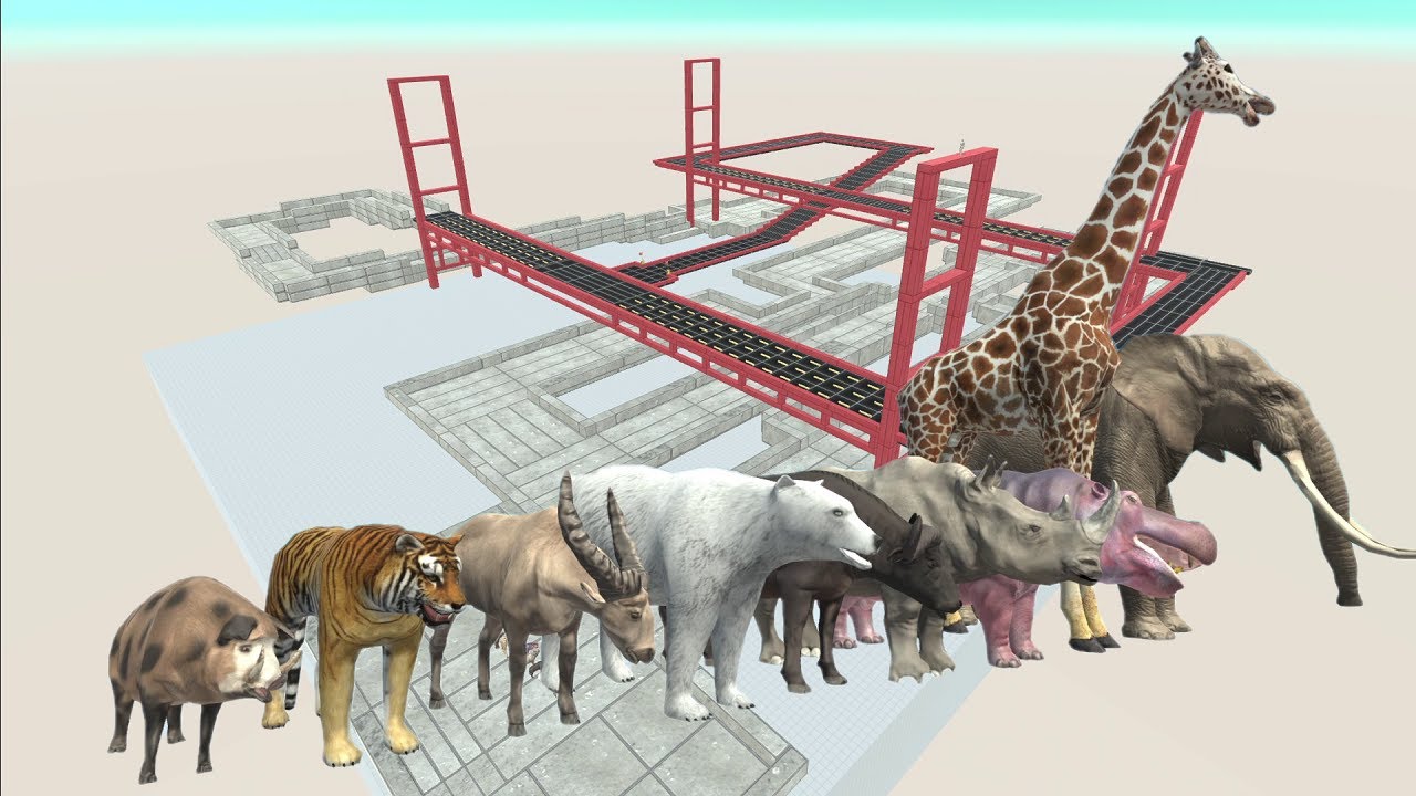 Animal Speed race. 3D course with two bridges! | Animal Revolt Battle ...