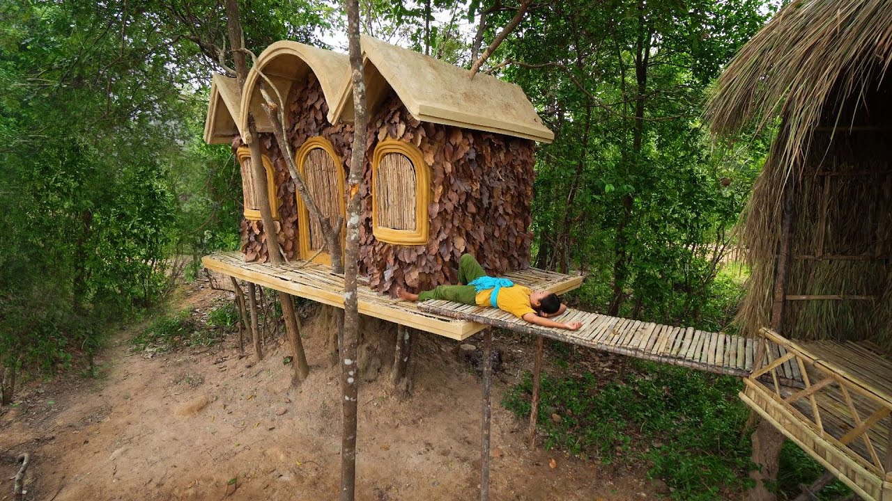 Survival Girl Living Alone Build Beautiful Incredible Fastest Tree ...