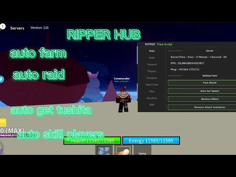 Blox fruit RIPPER Hub Script|auto farm auto raid auto get tushita auto skill players and more ...