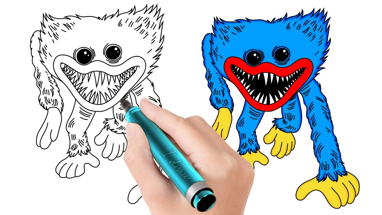 How to draw Huggy Wuggy - YouTube