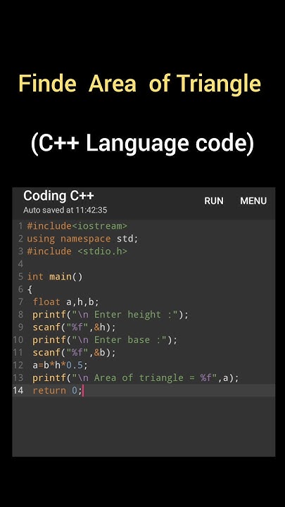 finde area of triangle in c plus plus,c++ program to find area of triangle,#coding #news# ...