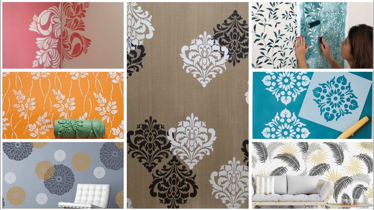 Texture paint Ideas/Wall Stencil Painting designs Ideas | Wall Art ...