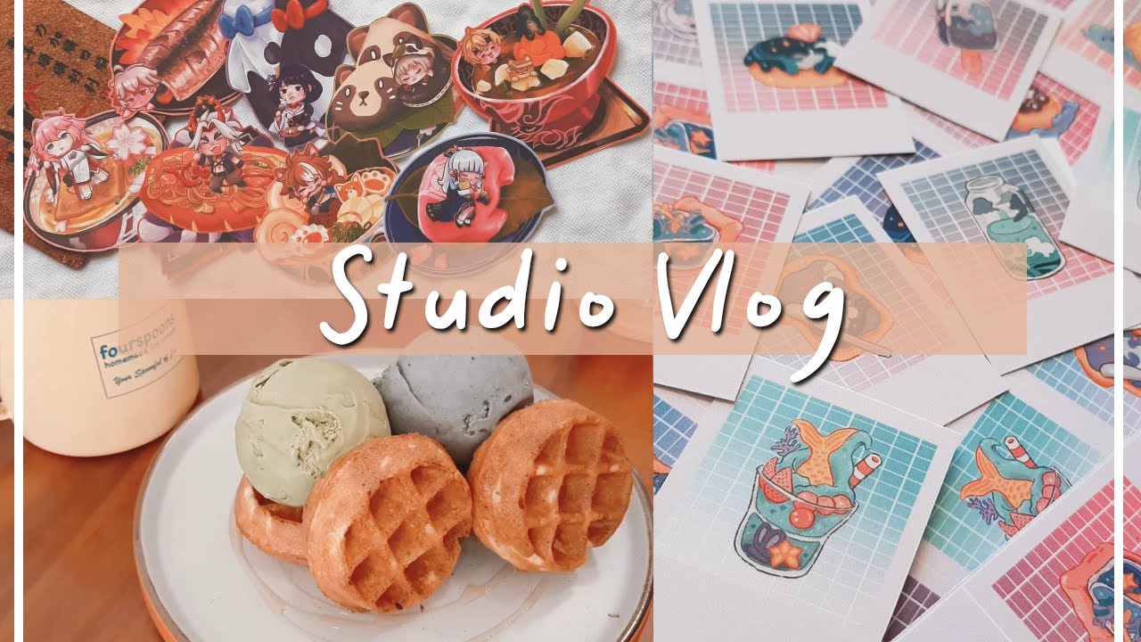 🍨 studio vlog // packing sticker orders, shop with me, creating new ...