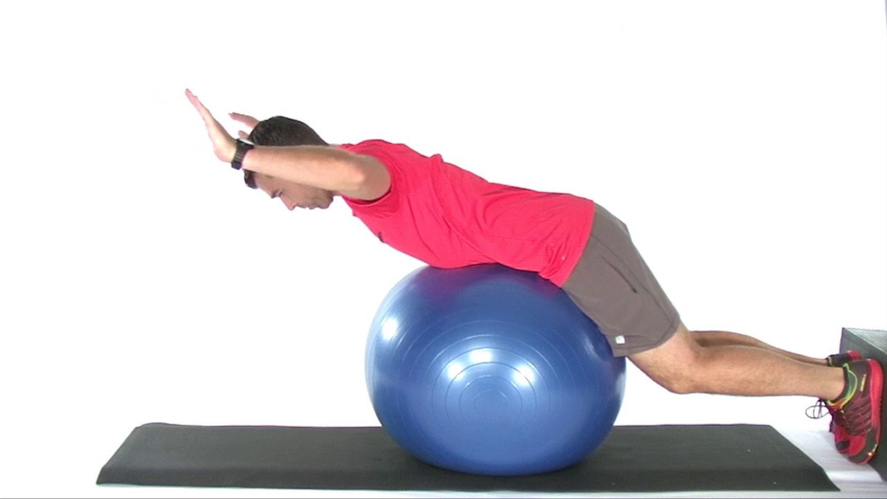 Trunk Extension on Ball with Overhead Reach - YouTube