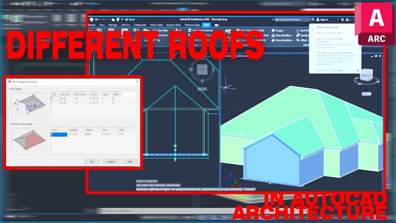 Complex Roof Design In Autocad Architecture || Different Roof Designs ...