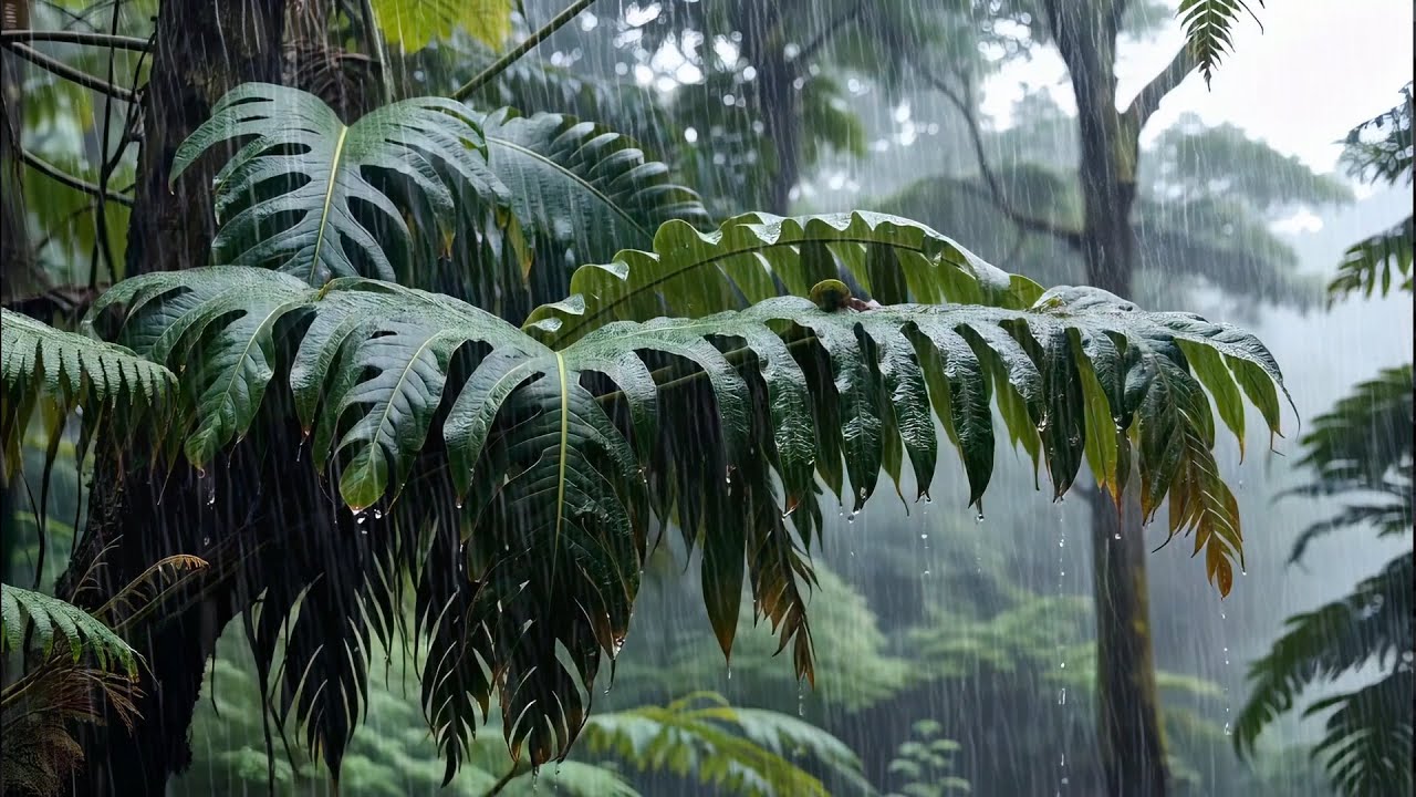 Relaxing Sound of Rain on Leaves | Rainforest Rain Sounds for Sleeping ...