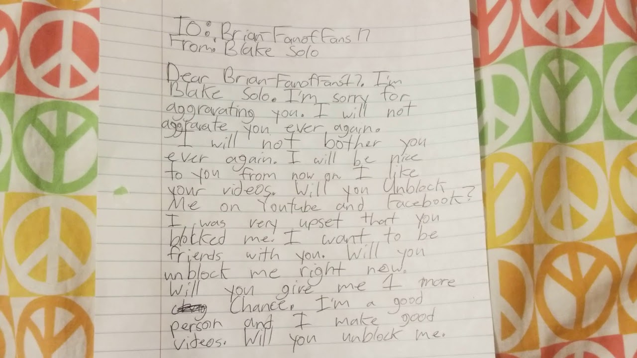 My apology note to Brian-FanofFans17 - YouTube
