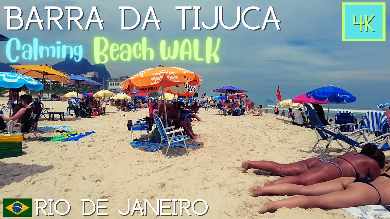 🇧🇷 BARRA DA TIJUCA Calming SUMMER BEACH Walk Rio de Janeiro, Brazil【 4K ...