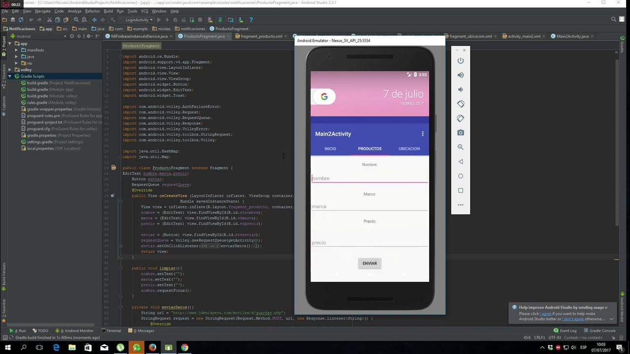 REGISTRO MYSQL CON ANDROID STUDIO v2.3.1 BASE DE DATOS REMOTAS JSON ...