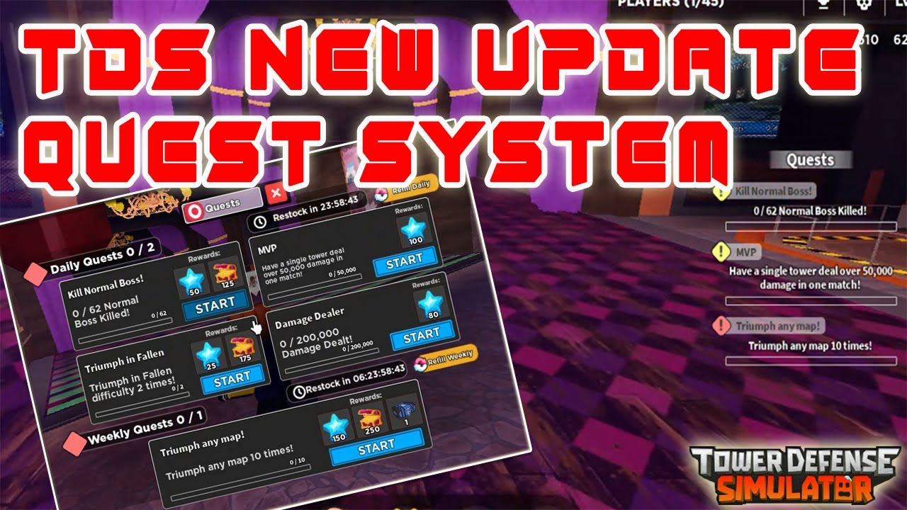 TDS NEW QUEST UPDATE || TOWER DEFENSE SIMULATOR - ROBLOX - YouTube