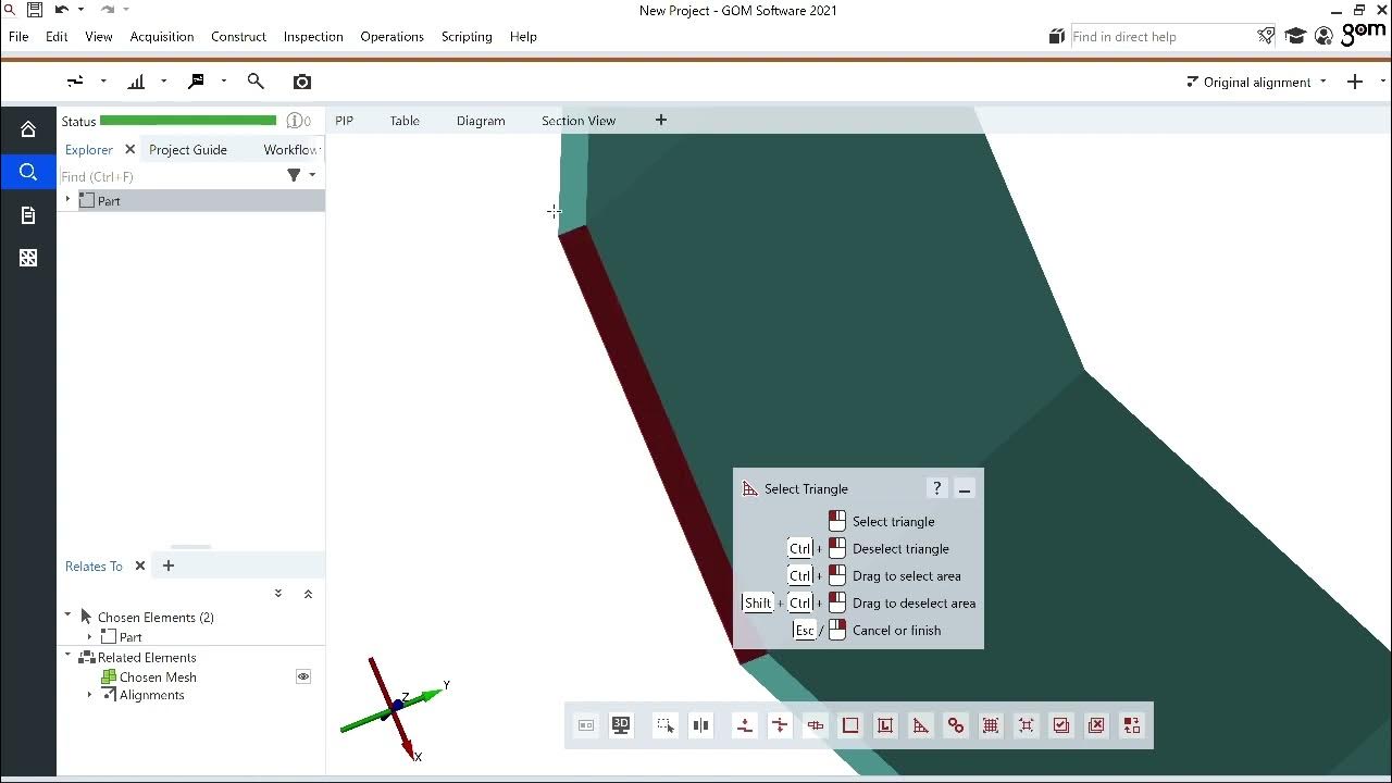Delete faces or triangles in GOM Inspect mesh - YouTube