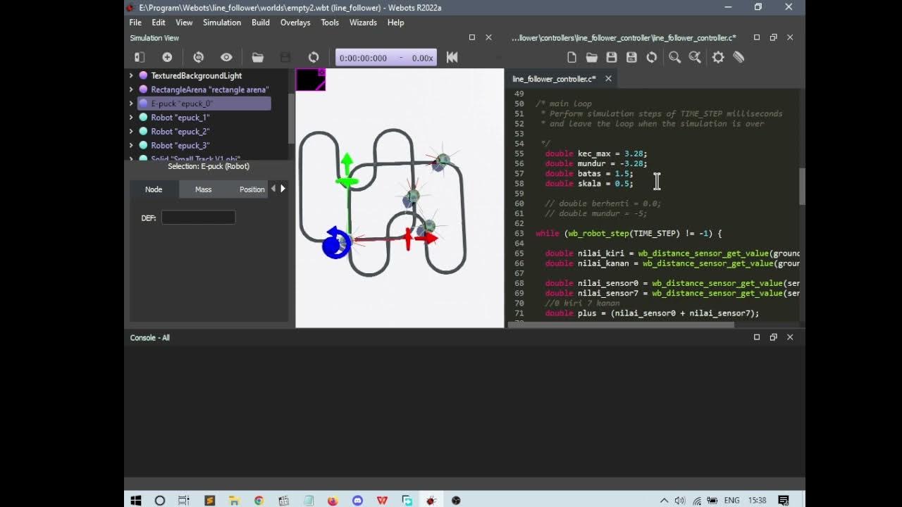 Simulasi Webots Line Follower + Distance Sensor - YouTube