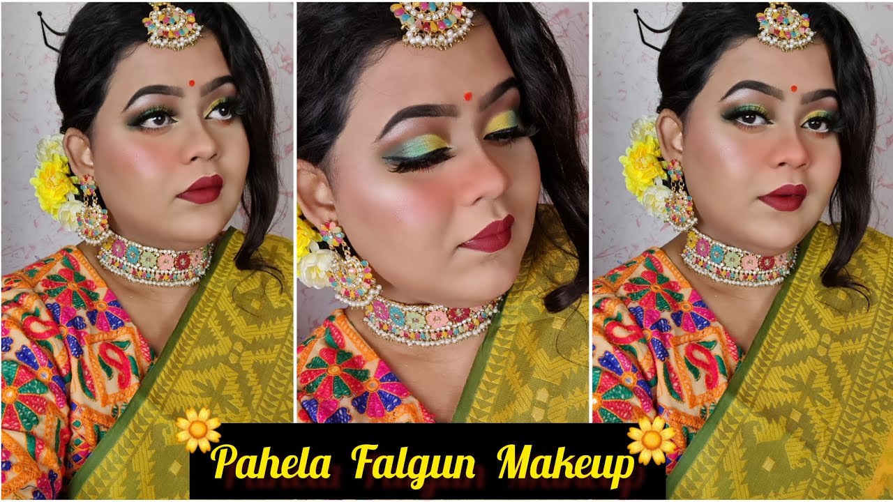 Haldi/Pahela falgun makeup || party makeup tutorial | gaye holuder Makeup tutorial Bangladesh ...
