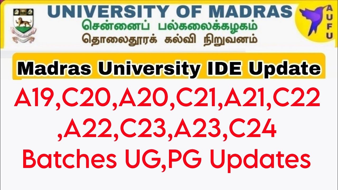 Madras University IDE Latest Important Notification 👍 - YouTube