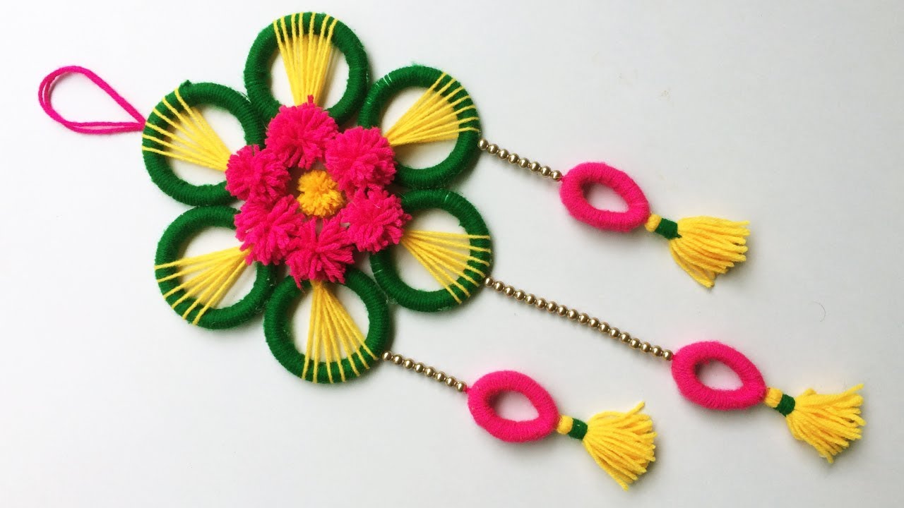 DIY easy woolen wall hanging! Home Decor Idea! Amazing wool craft - YouTube