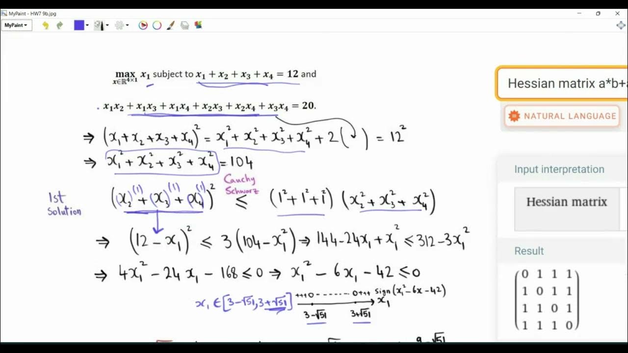 Constrained Optimization: Two Equality Constraints on a+b+c+d and ab+ac+ad+bc+bd+cd - YouTube