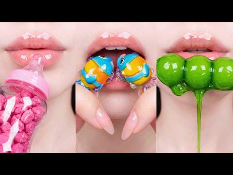 ASMR LIPS 13 Minutes🌈FULL GREEN Jello Jelly Candy CHALLENGE MUKBANG 15 분 이모지 먹방 모음집 eating sounds