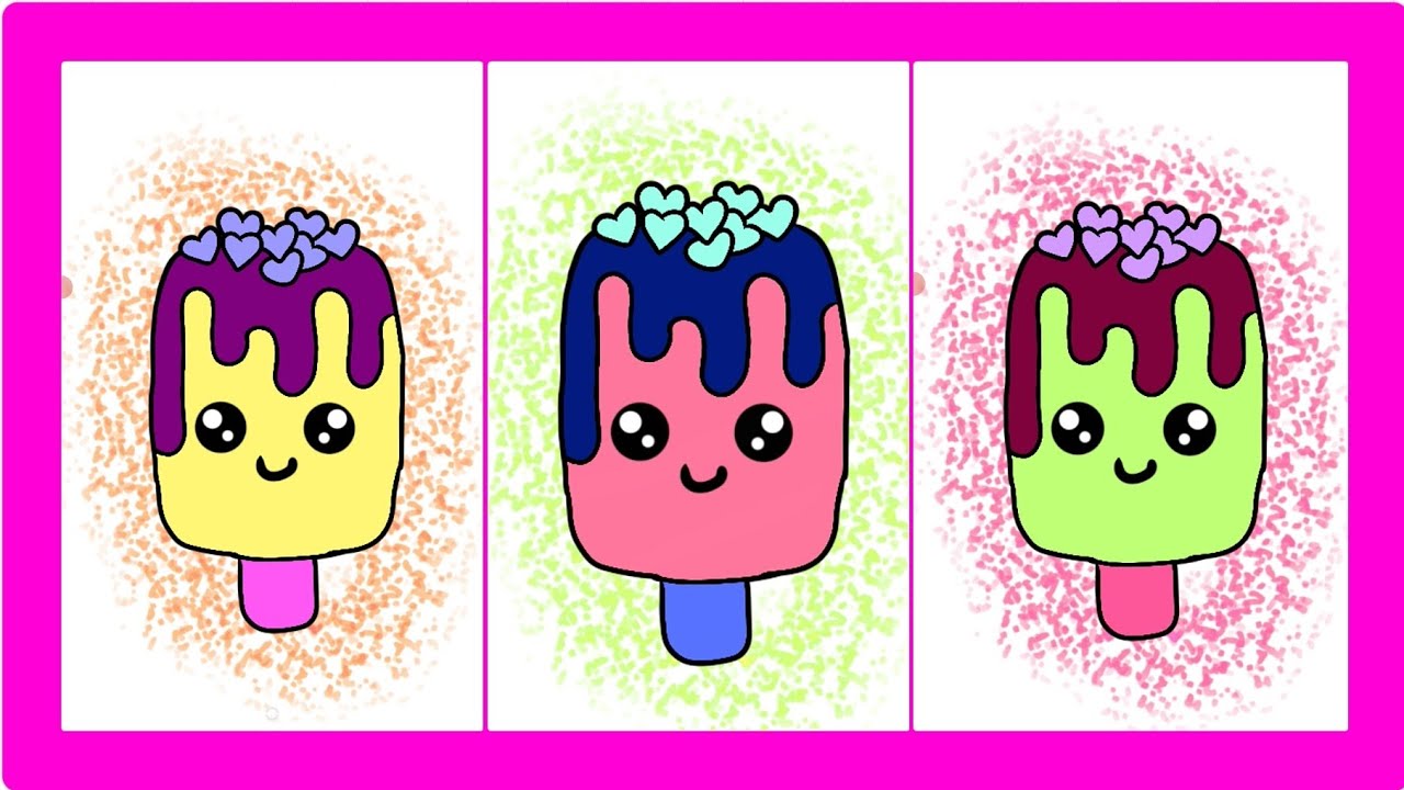 cute ice pop Cartoon Drawing, Toddler Learning Video Drawing | Art ...