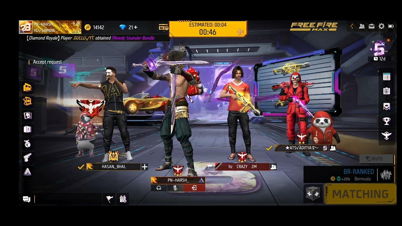 FF MAX OP GAME PLAY with my friends grandmaster 11000+ lob fall video ...