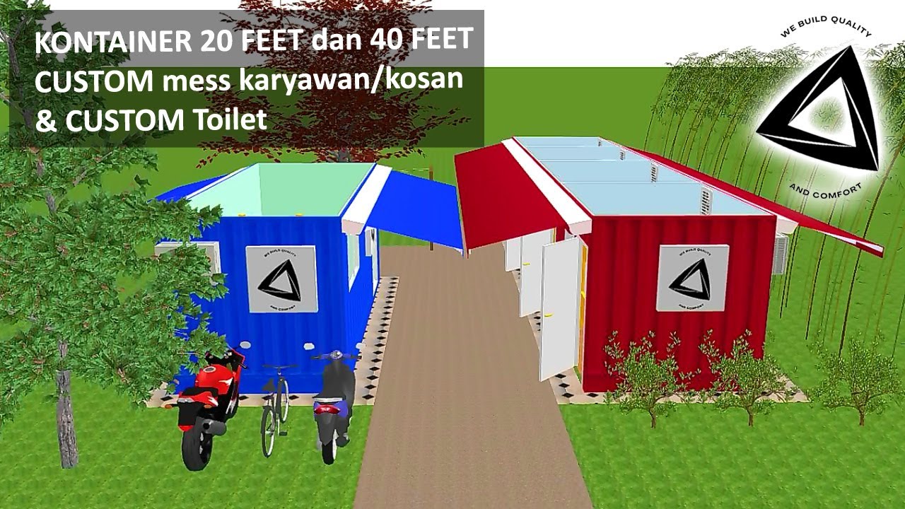 Kontainer Mess Karyawan Bisa Untuk Kosan dan Kontainer Toilet - YouTube