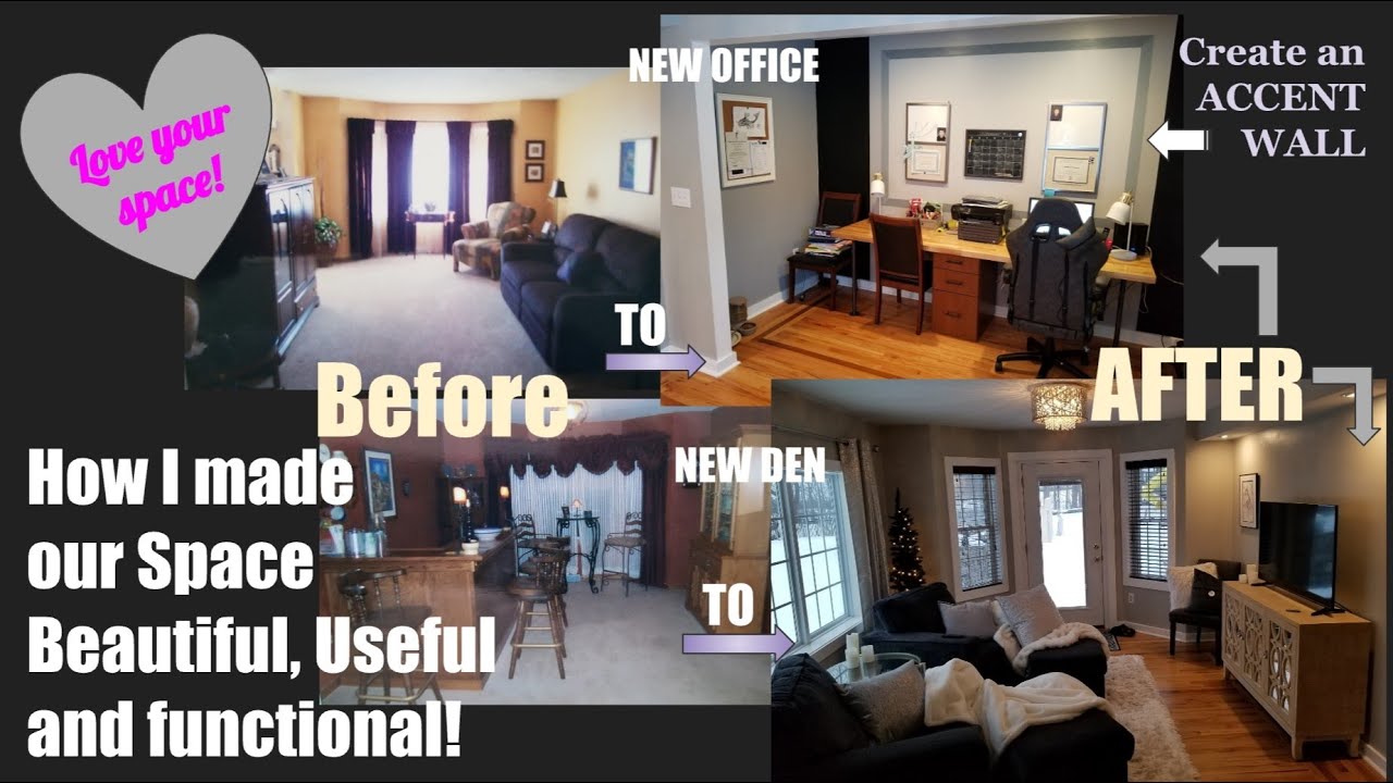 Make space function! Small Office/Den& Accent wall - YouTube