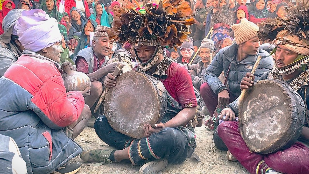 The rituals doing on the day of being a new shaman at Taksera, Rukum ...