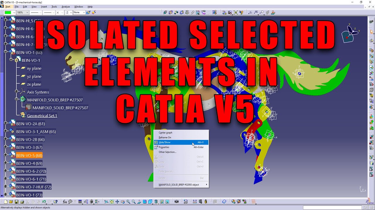 CATIA V5 - Isolate selected elements - YouTube