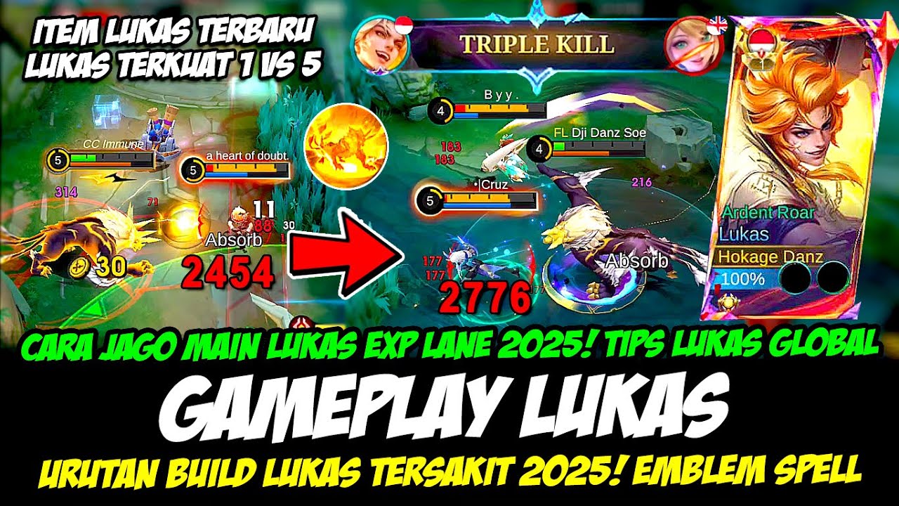 CARA JAGO MAIN LUKAS EXP LANE 2025 COMBO ITEM LUKAS 1 VS 5 BUILD LUKAS TERSAKIT GAMEPLAY LUKAS ...