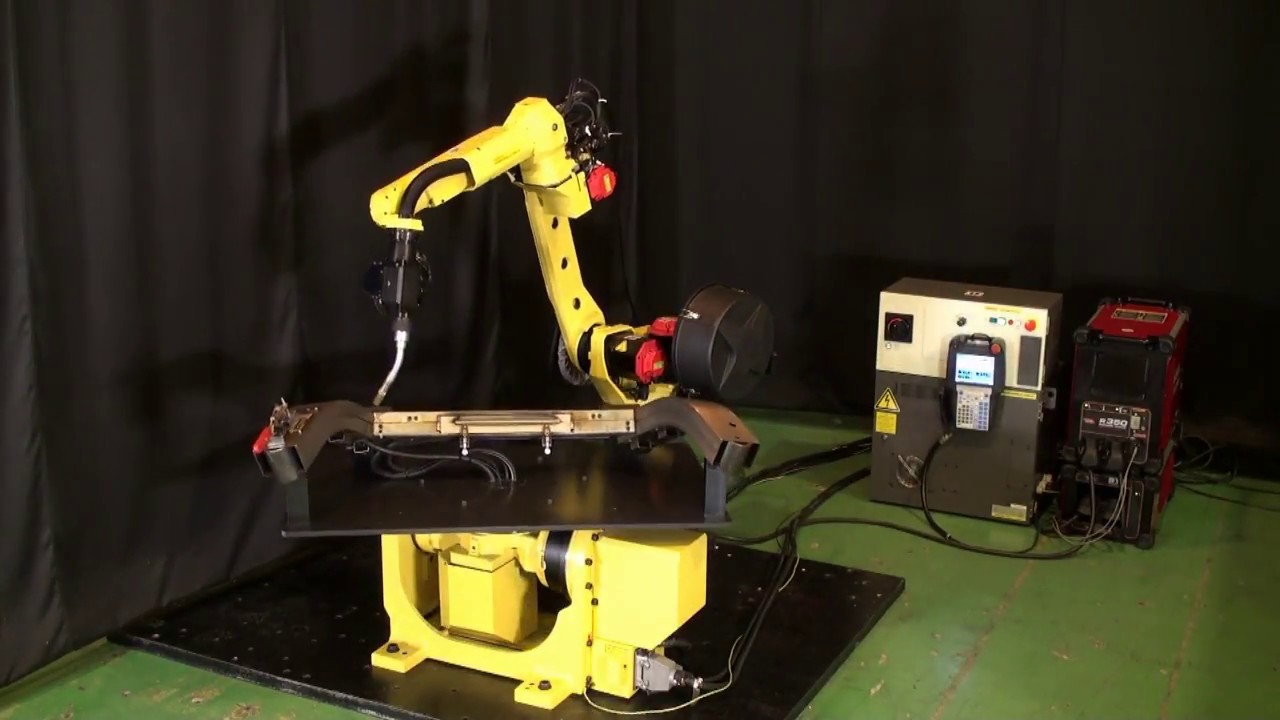 Robotic welding with 2 axis positioner and vision - YouTube