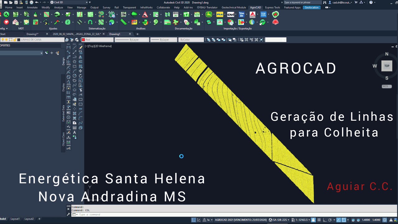 Geração de Linhas de Orientação para Colheita #Agrocad - YouTube