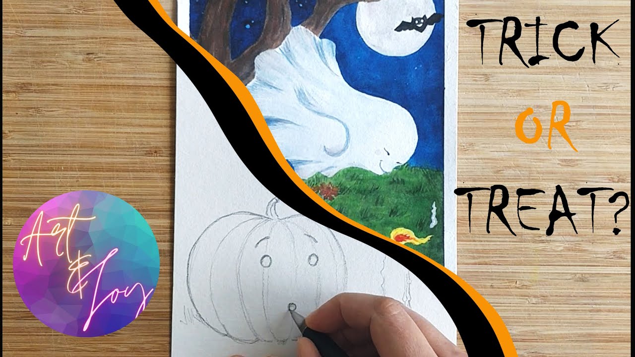 "Trick or treat?" Fun Halloween watercolor painting - YouTube