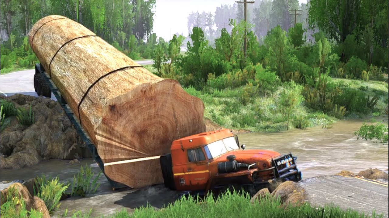 Amazing Log Truck Driving skilled - Spintires MudRunner - YouTube