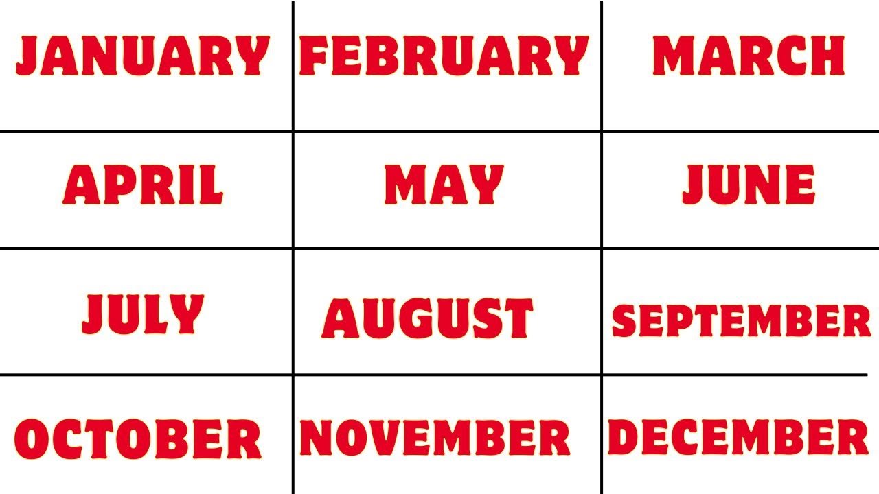 Months In Order In English