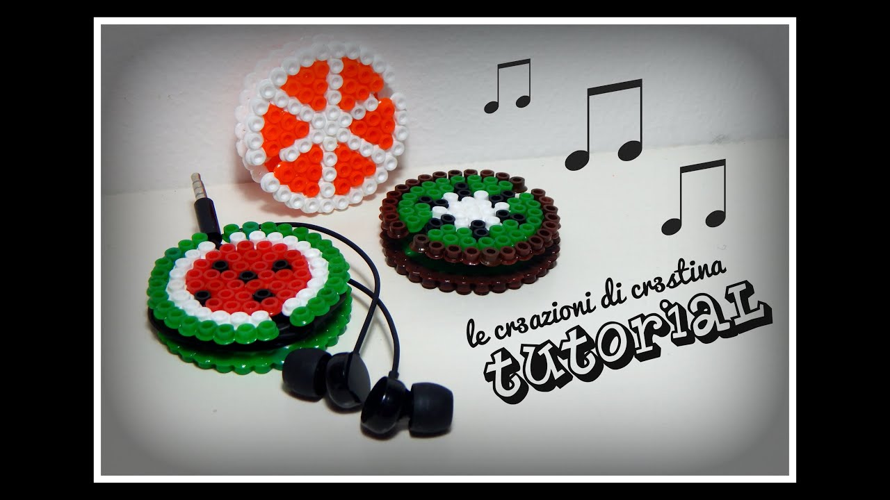 Tutorial Porta Cuffiette/ Auricolari con Hama beads a forma di Frutta ...