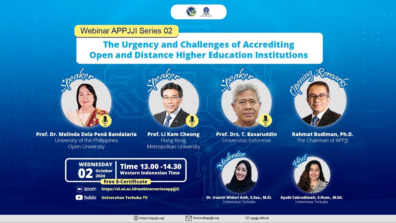 Webinar Asosiasi Profesi Pendidikan Jarak Jauh (APPJJI) Series 02 - YouTube