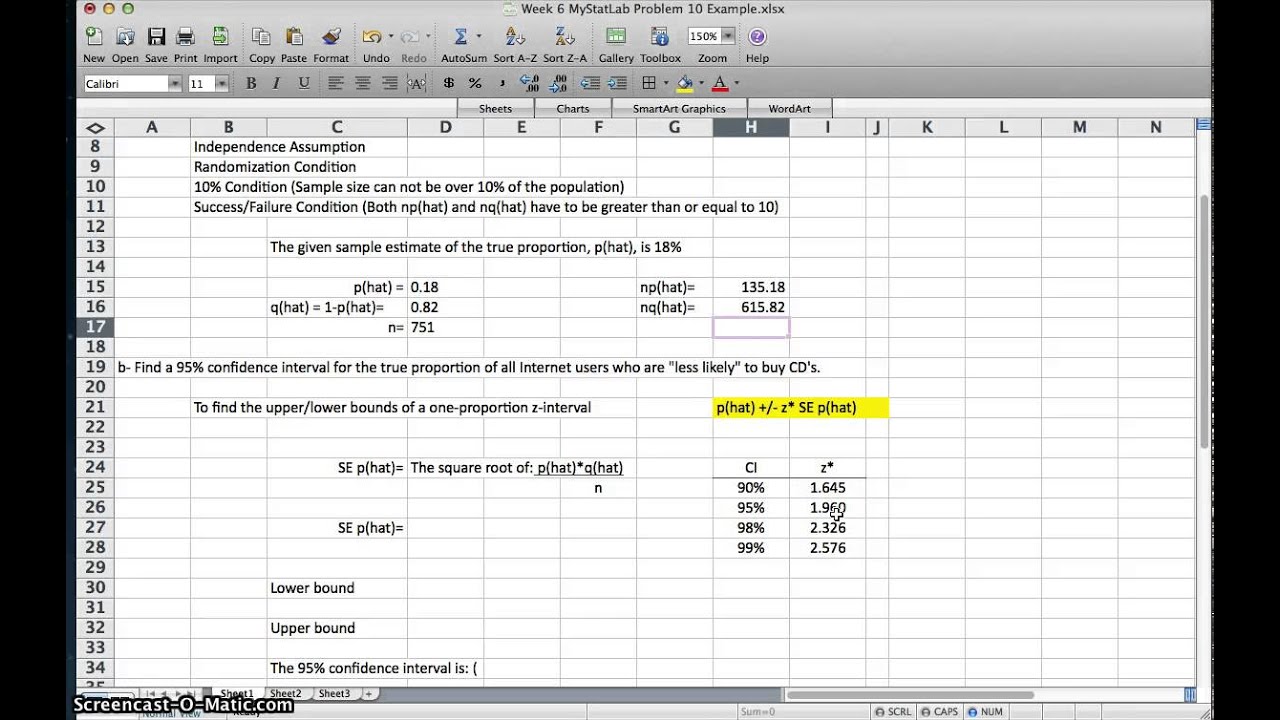 Week 6 MyStatLab Problem 10 Example - YouTube