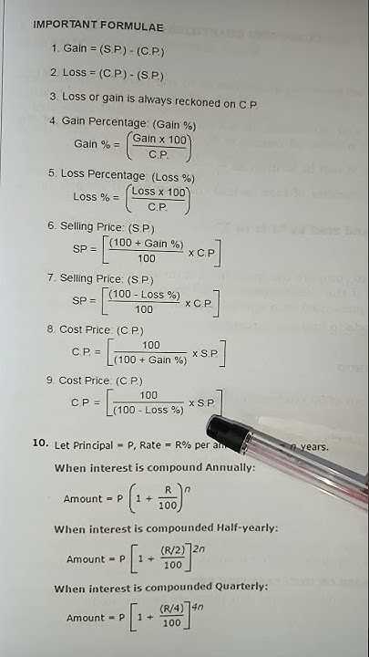 Comparing Quantities Important Formulas / Class 8 - YouTube