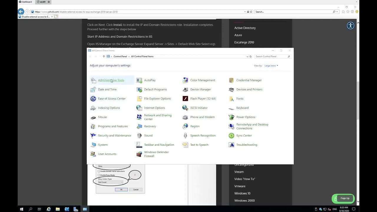 DISABLE EXTERNAL ACCESS TO ECP EXCHANGE 2019 SERVER - YouTube