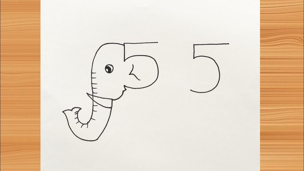 elephant drawing easy with number 5 🥰//elephant drawing easy//elephant ...