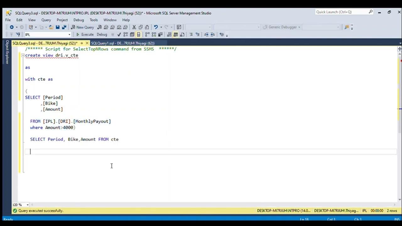 CTE in a View ? SQL Server (T-SQL) - Tips & Tricks (Tamil) - YouTube